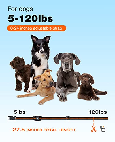 Bousnic Dog Shock Collar - 3300Ft Dog Training Collar with Remote for 5-120lbs Small Medium Large Dogs Rechargeable Waterproof e Collar with Beep(1-8), Vibration(1-16), Safe Shock(1-99) (Orange)