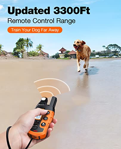 Bousnic Dog Shock Collar - 3300Ft Dog Training Collar with Remote for 5-120lbs Small Medium Large Dogs Rechargeable Waterproof e Collar with Beep(1-8), Vibration(1-16), Safe Shock(1-99) (Orange)