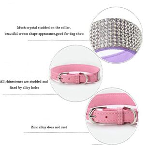 Bling Rhinestone Puppy Dog Collars Adjustable Leather Glitter Diamond Kitten Collar for Small Medium Dogs Chihuahua Pug Yorkshire