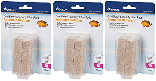 (3 Pack) Aqueon Quiet Flow 10 Ammonia Reducing Specialty Filter Pad (4 ct. Per Pack)