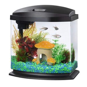 aqueon led minibow small aquarium fish tank kit with smartclean technology, black, 2.5 gallon