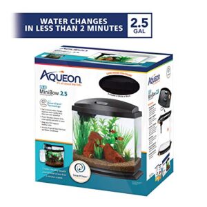 Aqueon LED MiniBow Small Aquarium Fish Tank Kit with SmartClean Technology, Black, 2.5 Gallon