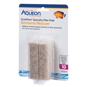 Aqueon QuietFlow 10 Filter, 4 Medium Filter Cartridges, 5 Ammonia Pads and Water Conditioner Bundle Pack For Up To 20 Gallon Aquarium Fish Tanks