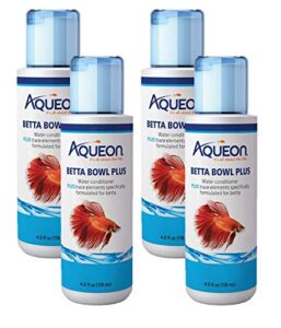 aqueon 4 pack of betta bowl plus water conditioner & dechlorinator, 4 fluid ounces each