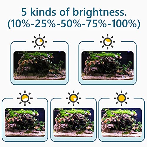 hygger Clip On 24/7 Lighting Aquarium LED Light, 14W Sunrise-Daylight-Moonlight Mode and DIY Mode, Adjustable Timer Adjustable Brightness Fish Tank Light with 7 Colors for Planted Tank