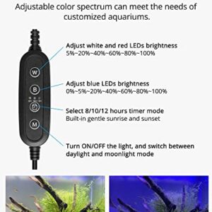 NICREW Full Spectrum Planted LED Aquarium Light, with Timer, for Freshwater Fish Tank, 12-18 Inch, 9 Watts