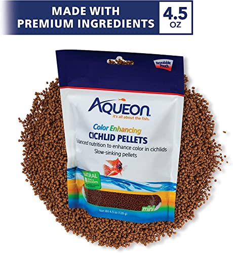 Aqueon Cichlid Color Pellets Fish Food - 4.5 Ounce [Set of 3]