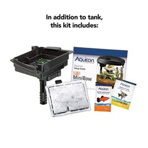 Aqueon LED Minibow Aquarium Starter Kit with LED Lighting, 5 Gallon, Black