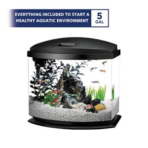 Aqueon LED Minibow Aquarium Starter Kit with LED Lighting, 5 Gallon, Black