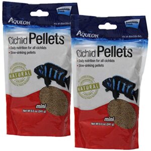 aqueon 06181 cichlid food mini pellets, 2 packs of 8.5 ounces