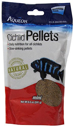 Aqueon 06181 Cichlid Food Mini Pellets, 2 Packs of 8.5 Ounces