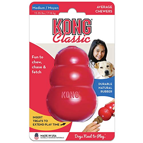 KONG - Classic Dog Toy, Durable Natural Rubber- Fun to Chew, Chase and Fetch - for Medium Dogs