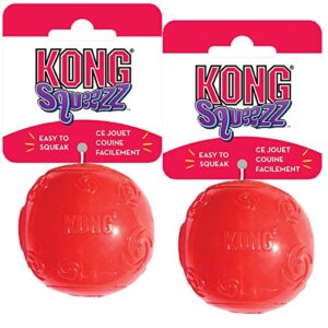 kong squeezz ball dog toy, medium, 2 pack, colors vary