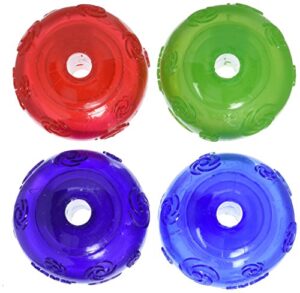 kong dog squeezz ball medium assorted colors green, red, blue, purple 4pk