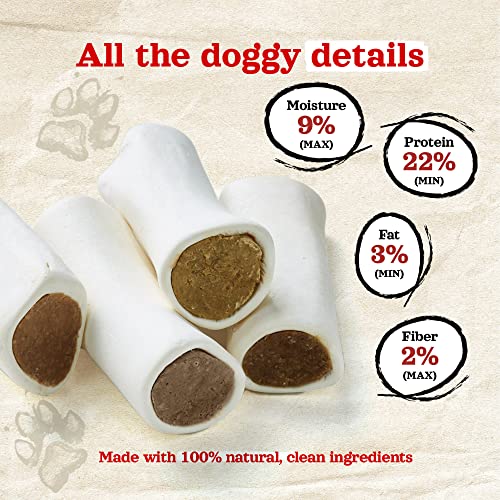 Natural Farm Filled Dog Bones, Bully Stick Flavor (5-6 Inch, 3 Pack), Limited Ingredient Stuffed Dental Dog Bone Treats for Large Dogs