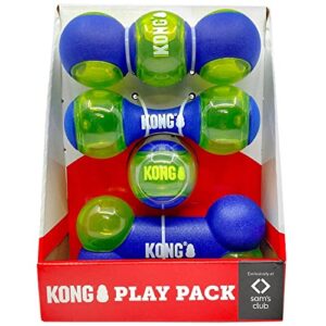 kong squeezz action play pack dog toys, variety pack (4 pk)