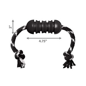 KONG - Extreme Dental with Rope - Durable Natural Rubber Dog Bone for Power Chewers, Black - for Medium Dogs