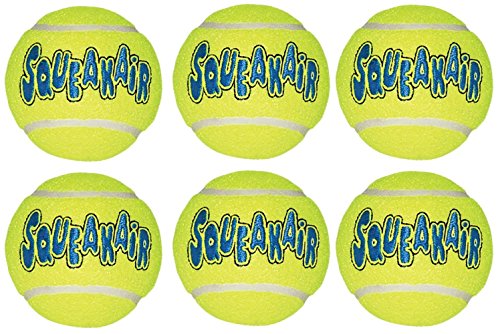 KONG Air Dog Squeak air Tennis Ball Dog Toy, Large, Yellow, 6 Count