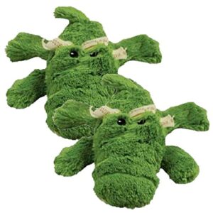 kong cozie ali the alligator medium dog toy, green (2 pack)