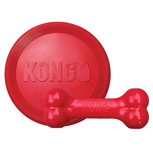 KONG - Goodie Bone and Flyer - Durable Rubber Chew Bone and Flying Disc - for Medium/Large Dogs