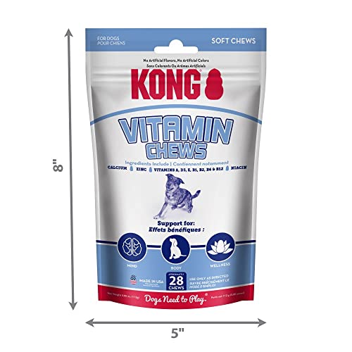 KONG - MultiVitamin Soft Dog Chew for Physical and Mental Wellness - with Calcium, Vitamin E and Vitamin D - 28 Piece