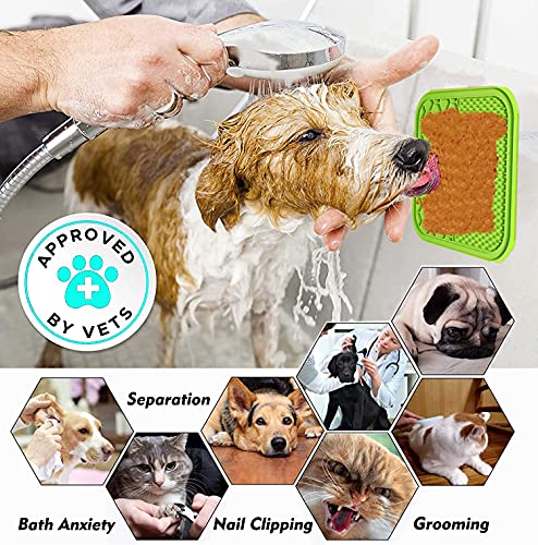 Kwispel Dog Licking Mat, 3 Pcs Large Licking Mat for Dogs with Suction for Anxiety, Peanut Butter Dog Licking Mat Slow Feeder Dispensing Treater Lick Pad for Dogs Cats Grooming Bathing and Training