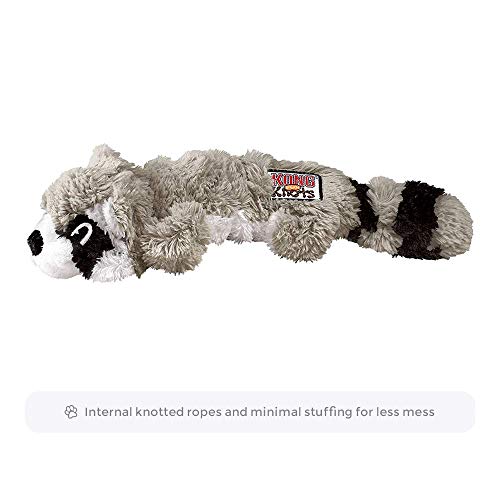 KONG - Scrunch Knots Raccoon - Internal Knotted Ropes and Minimal Stuffing for Less Mess - For Medium/Large Dogs