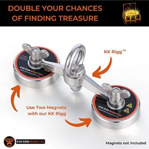 King Kong Magnetics Fishing Magnet Double Bracket to Hold 2X 60mm Neodymium Fishing Magnets - Strong Stainless Steel Design, Precision Engineered to Last | Double Your Chances of Finding Treasure