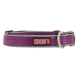 KONG Comfort Reflective Premium Padded Weave Dog Collar (Medium, Purple)