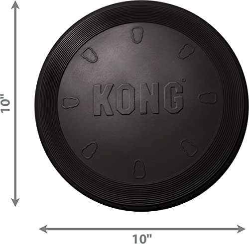 Kong Black Flyer - Rubber Dog Frisbee, Soft Rubber Dog Fetch Toy For Improving Dogs Mental & Physical Development, Teething, Exercising, Supports Bigger Breeds, Non-Toxic Soft Frisbee, Black (1-Pack)