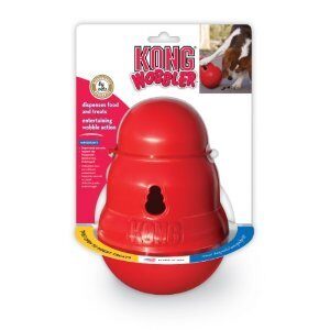 kong wobbler toy feeder treat & food dispensing dog & puppy puzzle toy size:small pack of 2