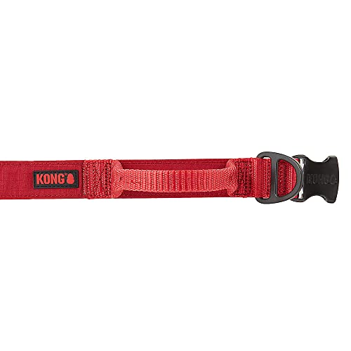 KONG Ultra Durable Padded Comfort Handle Dog Collar (Medium, Red)