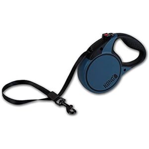 alcott kong terrain retractable dog leash, medium, blue, 16′ long