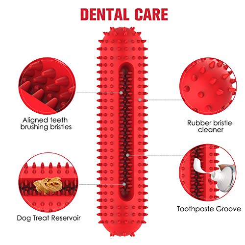 petizer Dog Squeaky Toys for Aggressive Chewers, Tough Toothbrush Dog Chew Toy, Nearly Indestructible Rubber Toys for Pet Training, Teeth Cleaning, Playing and Chewing for Medium & Large Breeds