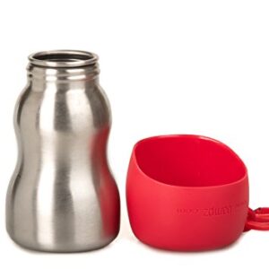 KONG H2O Stainless Steel Water Bottle (280ml/9.5oz) with Drinking Bowl Lid- Red