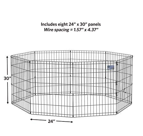 MidWest Foldable Metal Dog Exercise Pen / Pet Playpen, 24"W x 30"H, 1-Year Manufacturer's Warranty