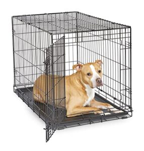 midwest homes for pets newly enhanced single & double door new world dog crate, includes leak-proof pan, floor protecting feet, & new patented features