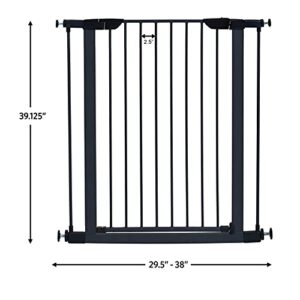 MidWest 39" High Walk-thru Steel Pet Gate, 29" - 38" Wide in Textured Graphite