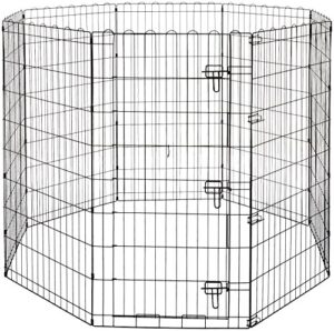 amazon basics foldable metal exercise pet play pen for dogs, single door, 60 x 60 x 48 inches, black