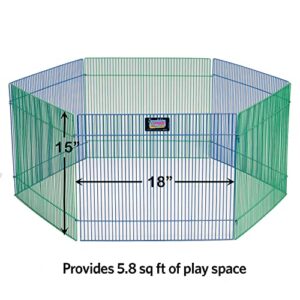 Small Animal Pet Playpen /Exercise Pen, Blue and Green,1 Count (Pack of 1), Small Animal Playpen.