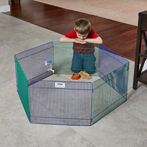 Small Animal Pet Playpen /Exercise Pen, Blue and Green,1 Count (Pack of 1), Small Animal Playpen.