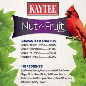 Kaytee Wild Bird Food Nut & Fruit Seed Blend For Cardinals, Chickadees, Nuthatches, Woodpeckers and Other Colorful Songbirds, 5 Pounds