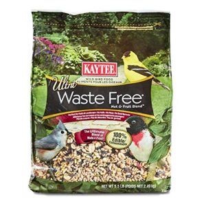 kaytee wild bird waste free nut and fruit food seed blend for woodpeckers, juncos, cardinals, grosbeaks, finches, and chickadees, 5.5 pound