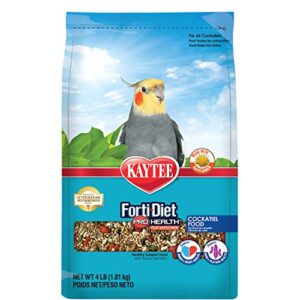 kaytee forti-diet pro health cockatiel pet bird food with safflower, 4 pound