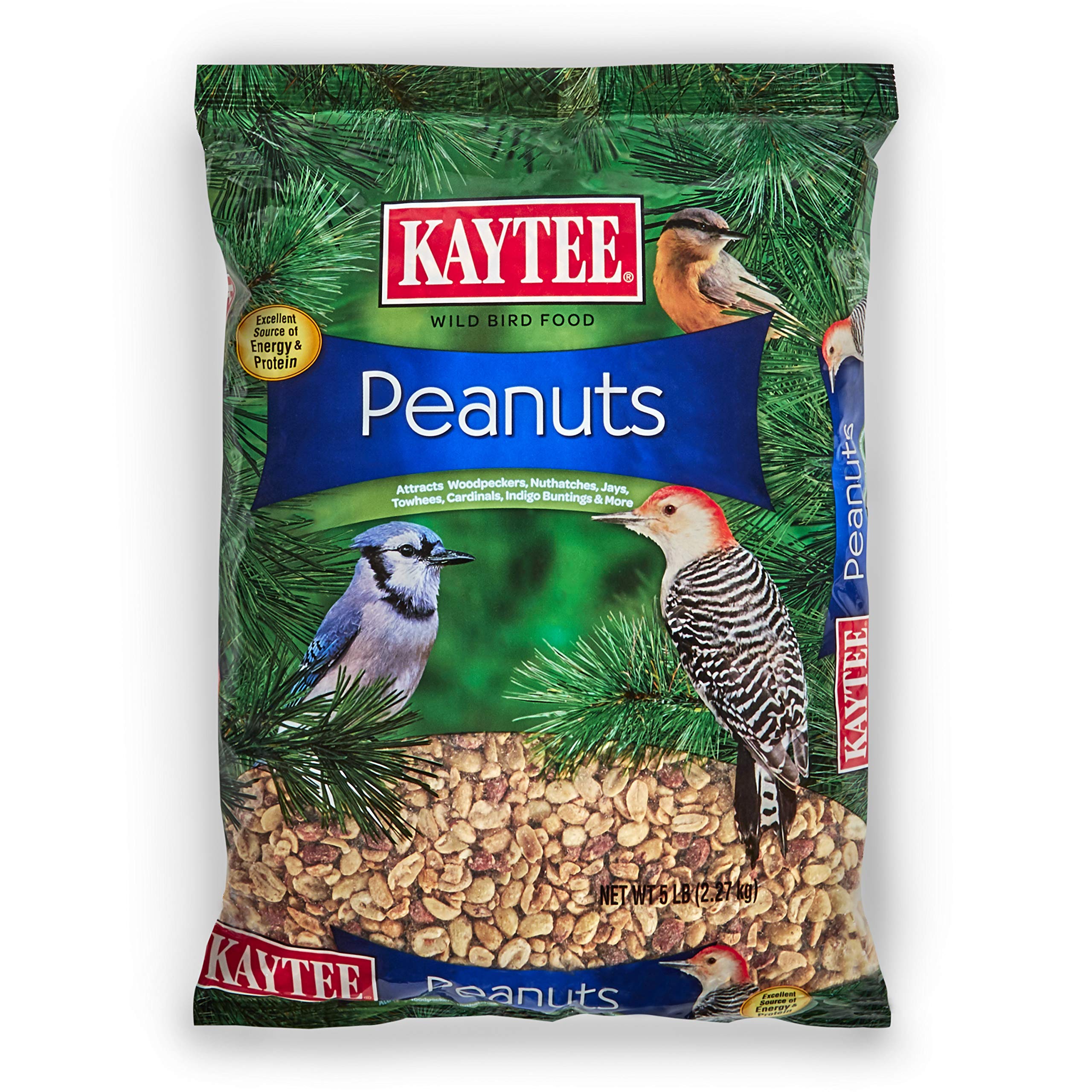 Kaytee Shelled Peanuts For Woodpeckers, Nuthatches, Jays, Towhees, Cardinals, Indigo Buntings & Other Wild Birds, 5 Pound