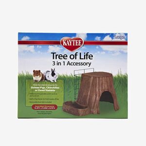 kaytee tree of life 3-in-1 habitat accessory hideout/hay feeder/food dish for guinea pigs, chinchillas, and dwarf rabbits, large