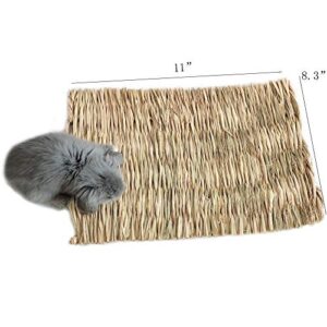 Grass Mat Woven Bed Mat for Small Animal Bunny Bedding Nest Chew Toy Bed Play Toy for Guinea Pig Parrot Rabbit Bunny Hamster Rat(Pack of 3) (3 Grass mats)