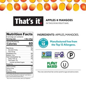 That's it. Mini Fruit Bars (Variety 24 PACK) No Sugar Added, Plant-Based, Vegan & Gluten Free, Breakfast Bar, Paleo, for Children & Adults, Non GMO, Fiber (8 Blueberry, 8 Strawberry, 8 Mango)