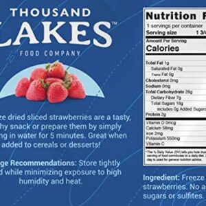 Thousand Lakes Freeze Dried Fruit - Strawberries 2-pack 1.2 ounces (2.4 ounces total) | No Sugar Added | 100% Sliced Strawberries