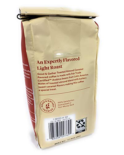 Naturally Flavored Toasted Almond Caramel Light Roast Ground Coffee - 12oz (One Package)